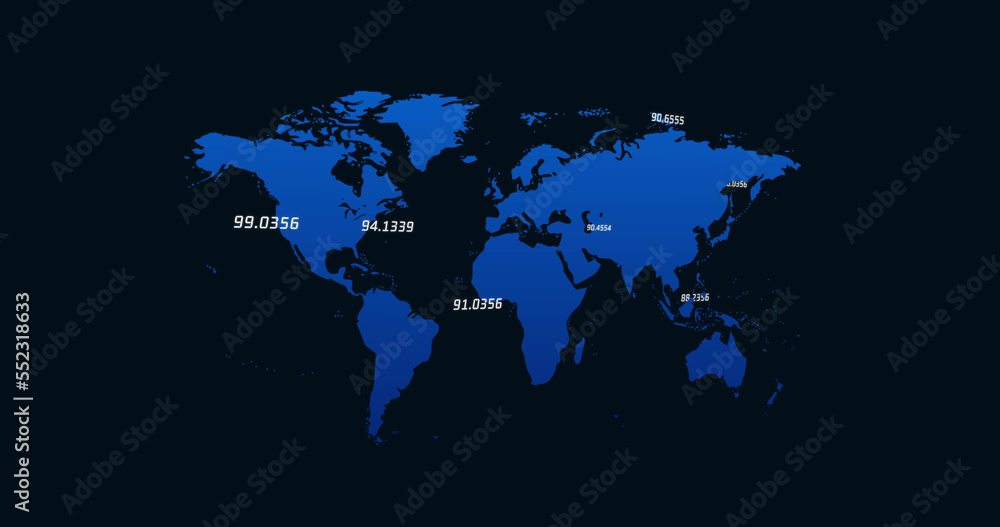 Numbers rising against world map in background Stock Illustration ...