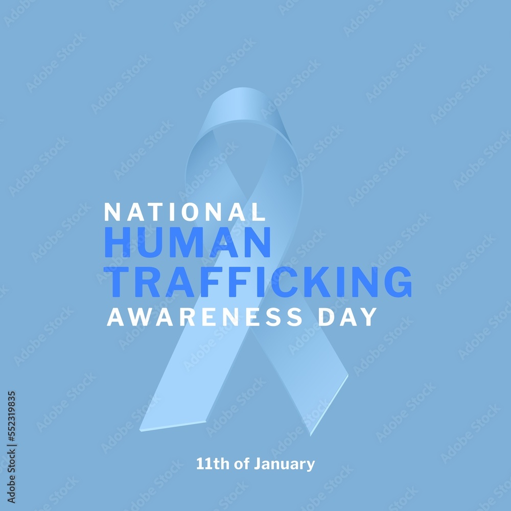 Image of national human trafficking awareness day on blue background ...