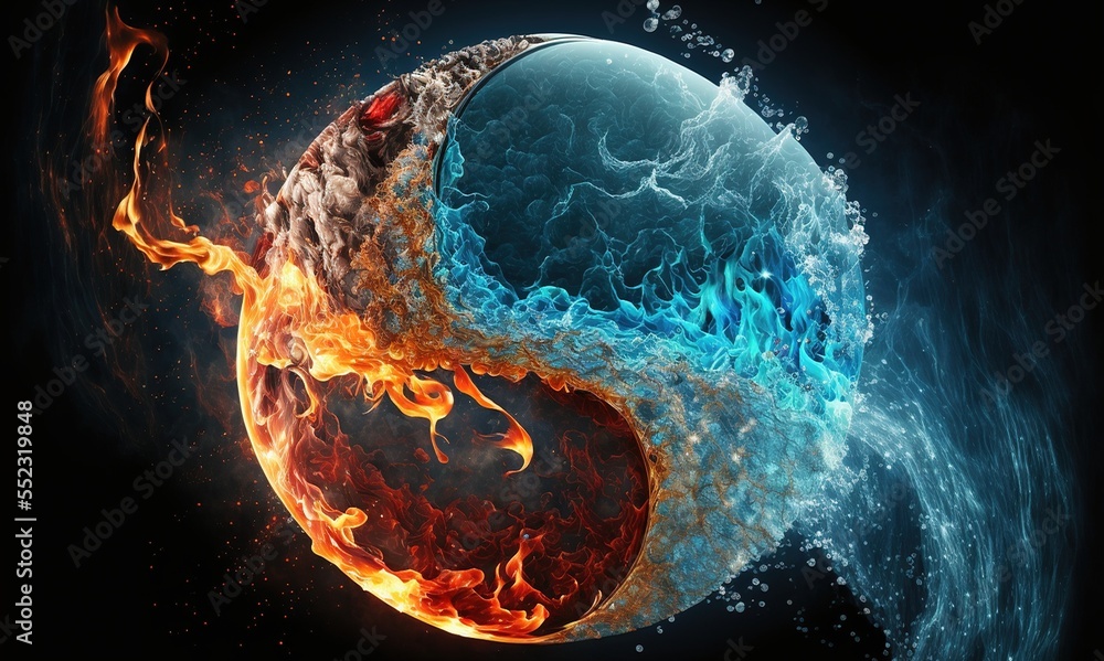 Yin Yang Water and Flame Elements Symbol Wallpaper. Earth and Universe ...