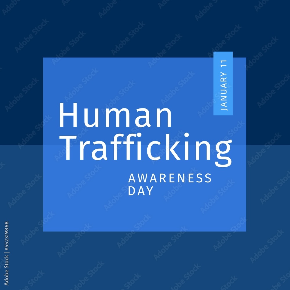 Image of human trafficking awareness day over blue background Stock ...