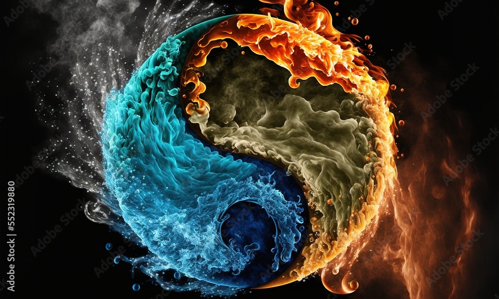 Yin Yang Water and Flame Elements Symbol Wallpaper. Earth and Universe ...