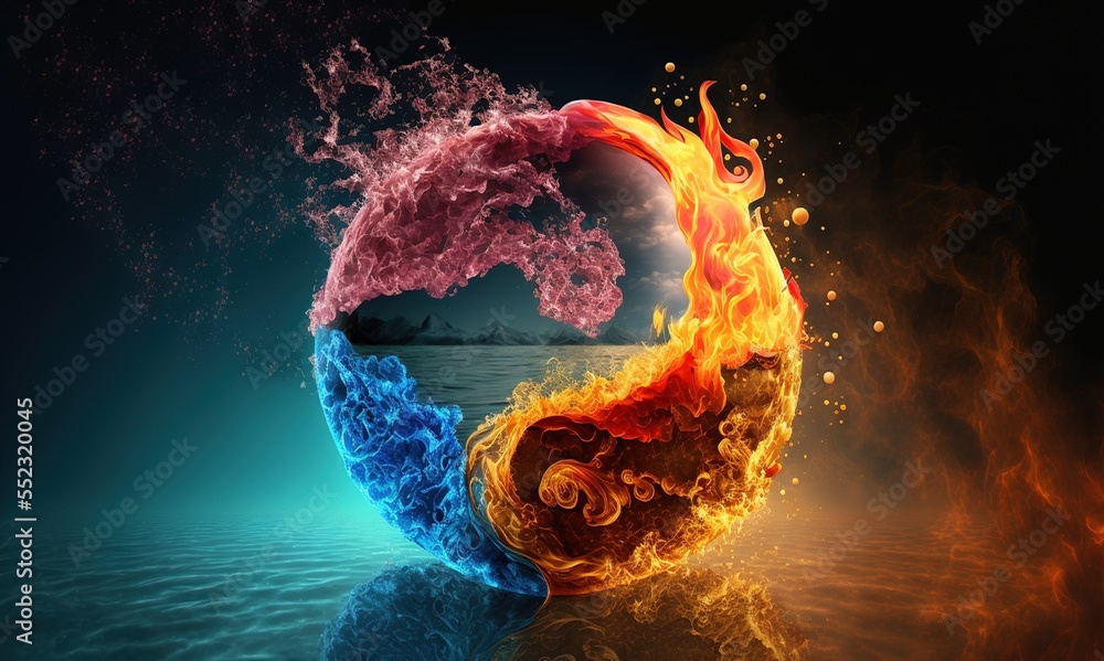 Yin Yang Water and Flame Elements Symbol Wallpaper. Earth and Universe ...