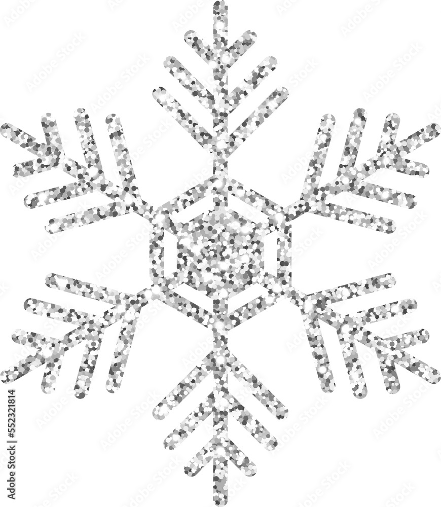 silver glitter snowflake with sparkling light isolated on transparent ...