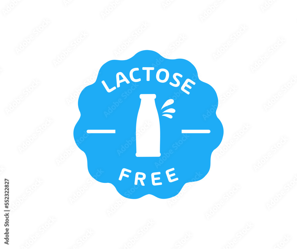 Lactose free label or sticker, lactase deficiency mark, sign, logo ...