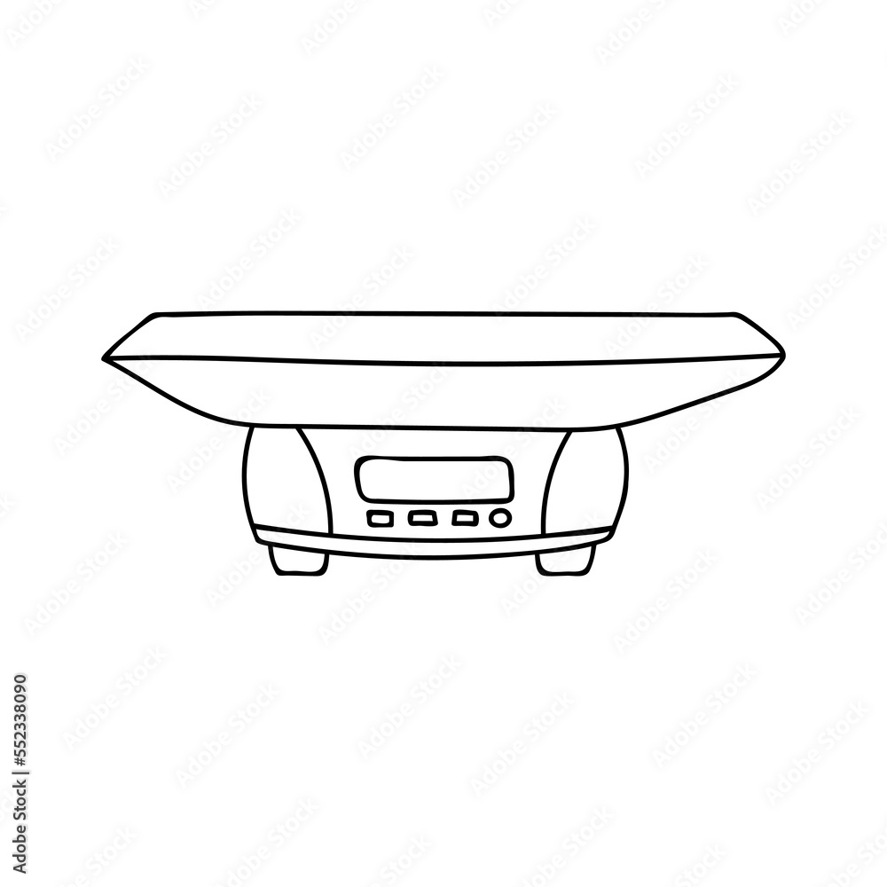 Baby scale doodle illustration in vector. Baby scale hand drawn icon in ...
