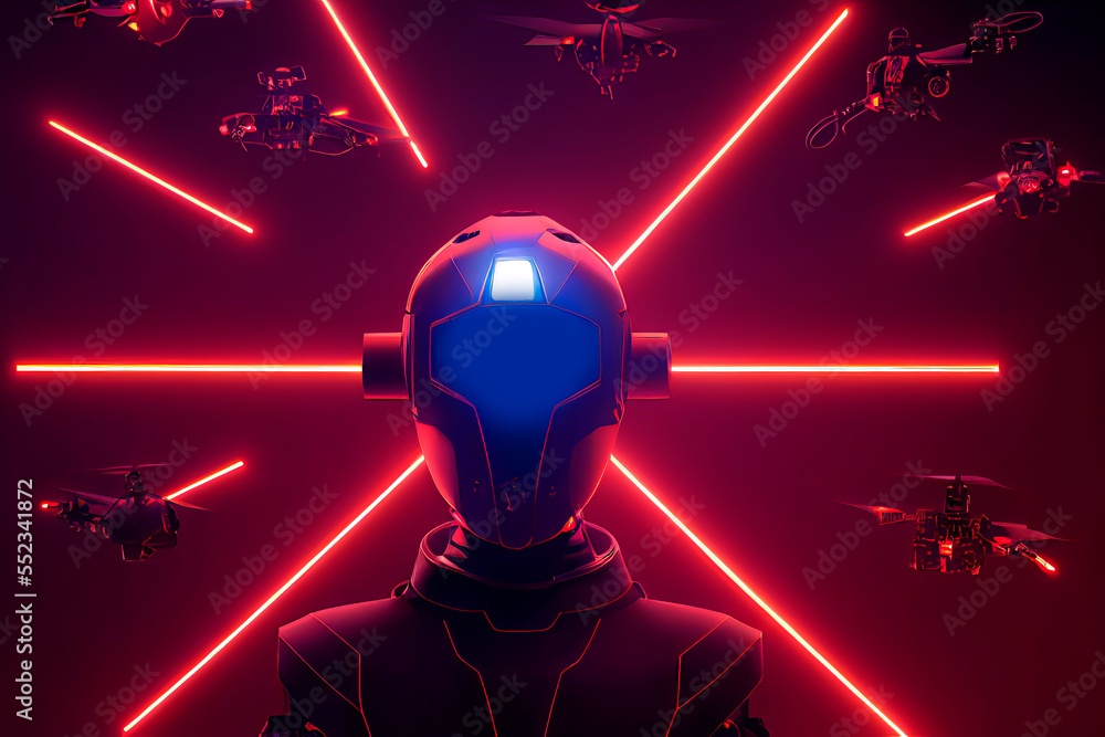 Robots. Drones control center. Futuristic interpretation. Future 2025 ...