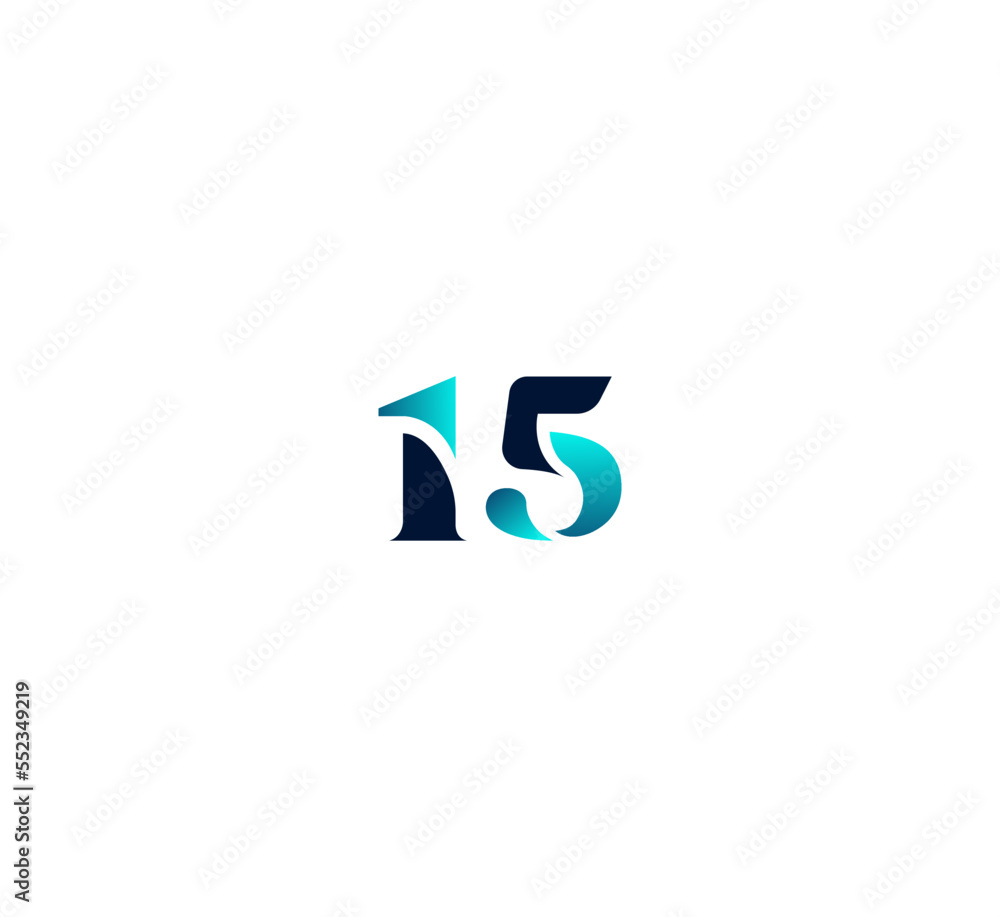 Number 15 logo design template elements. Modern abstract digital alphabet letter logo. Vector ...