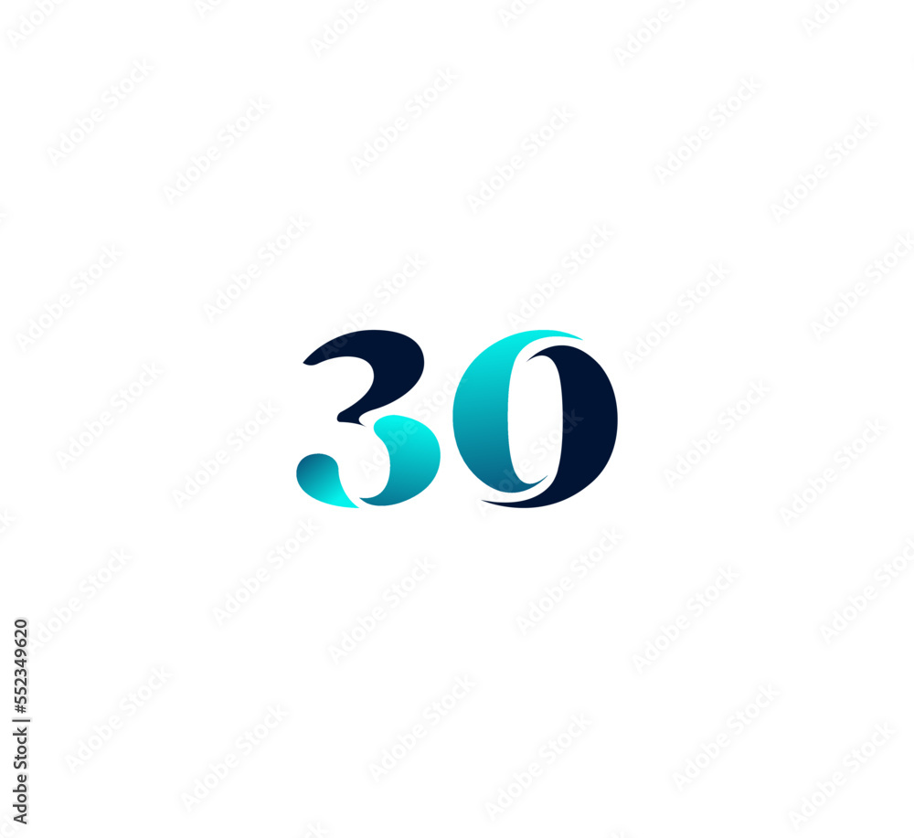 Number 30 logo design template elements. Modern abstract digital ...