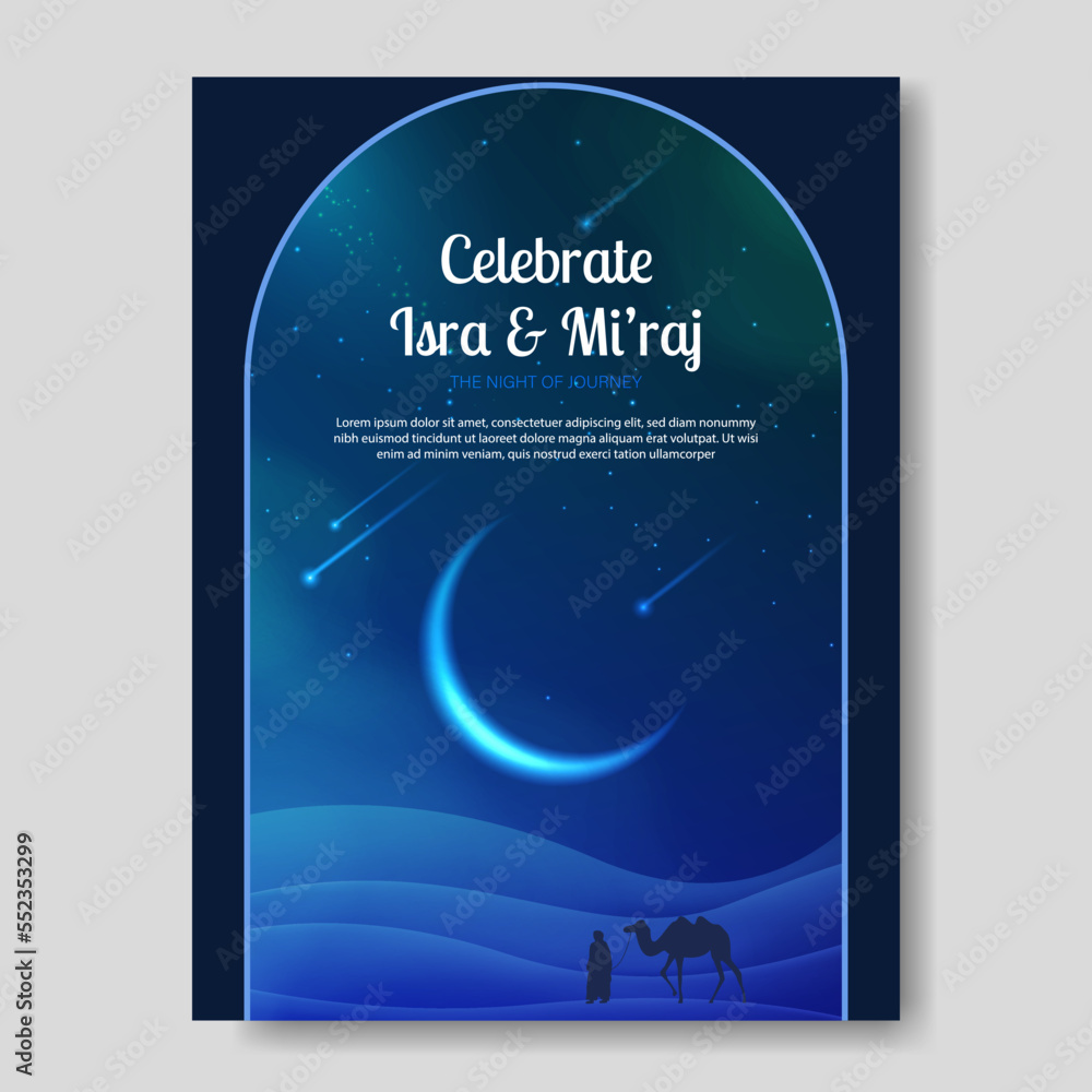 Al-Isra wal Mi'raj Translate: The night journey Prophet Muhammad Vector ...