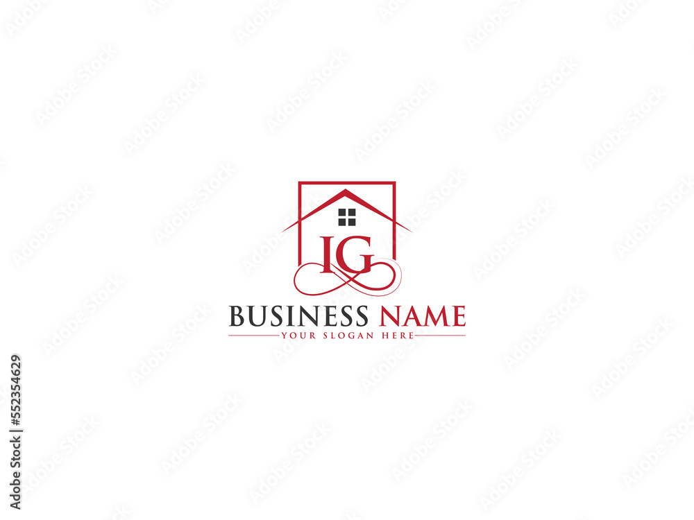 Vetor de Unique IG building Logo Design, Real Estate Ig i g Logo Letter ...