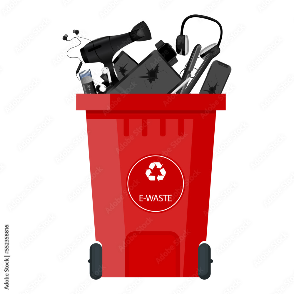 Vector image of a city garbage can. Waste management. The concept of ... Vector image of a city garbage can. Waste management. The concept of ...