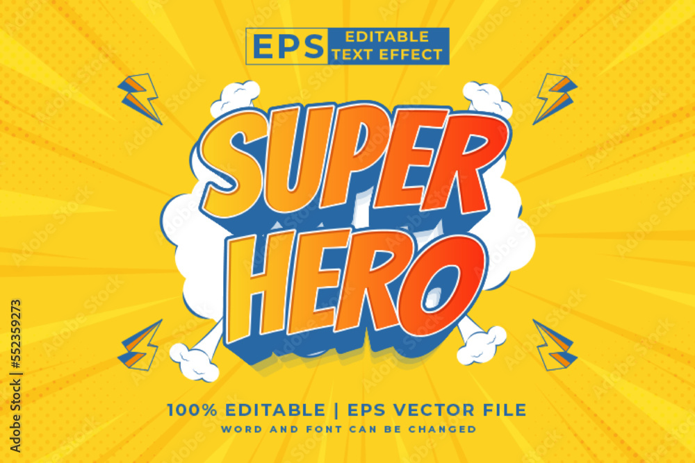 Editable text effect Super Hero 3d Cartoon cute style premium vector ...