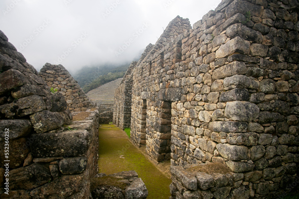 Details of the ancient Inca citadel of the city of Machu Picchu in the ...