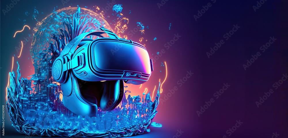 Metaverse concept and virtual world elements. Silhouette of a human ...