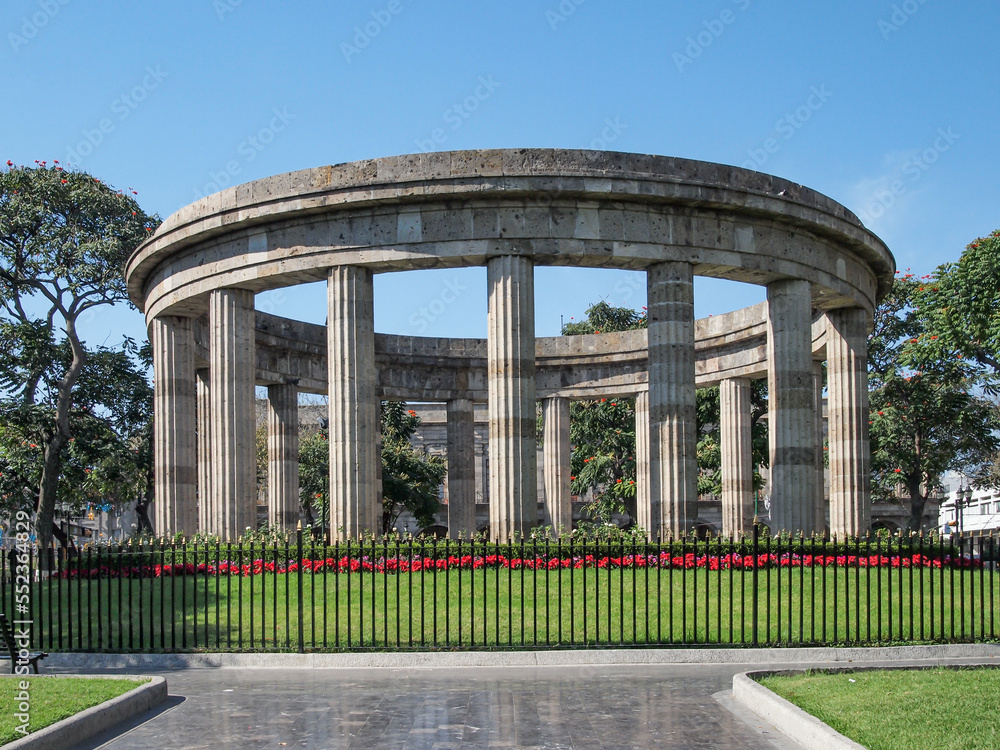Rear view of roundabout of illustrious Jaliscienses in historic center ...