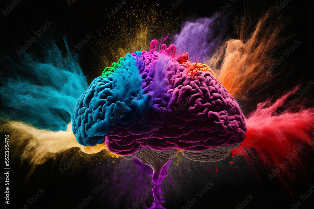 Photo & Art Print Concept art of a human brain exploding with knowledge ...