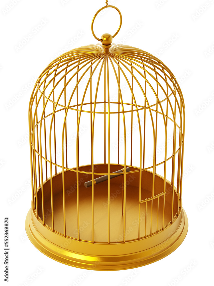 Gold bird cage on transparent background. Stock Illustration | Adobe Stock