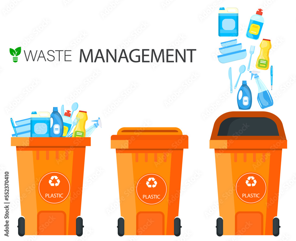Vector image of a city garbage can. Waste management. The concept of ...