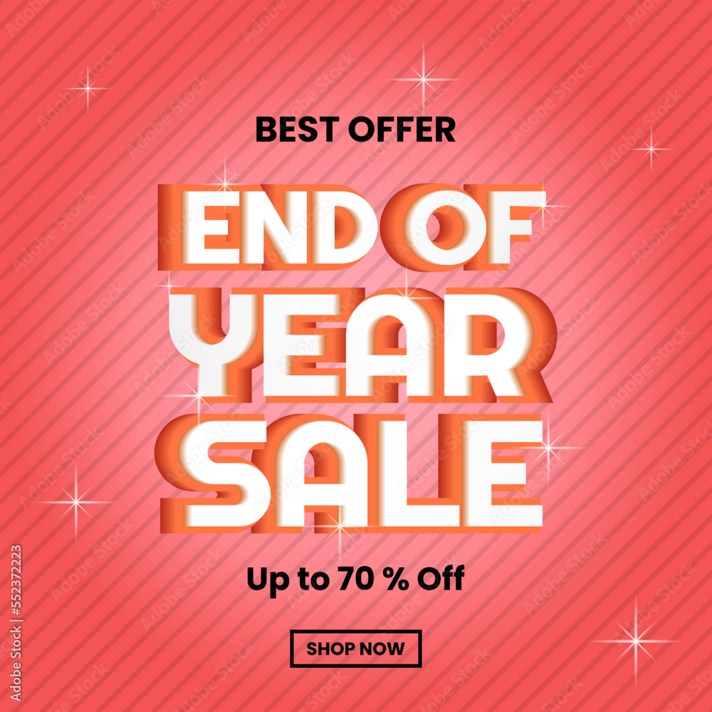 promotion design for end of year sale. 3d text effect, red background ...