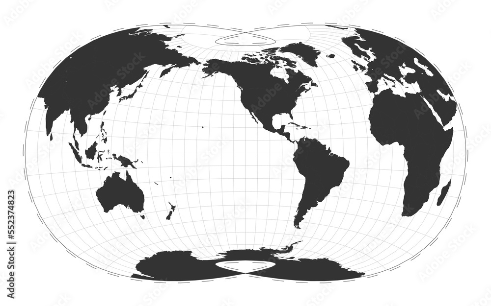 Vector world map. Laskowski tri-optimal projection. Plan world ...