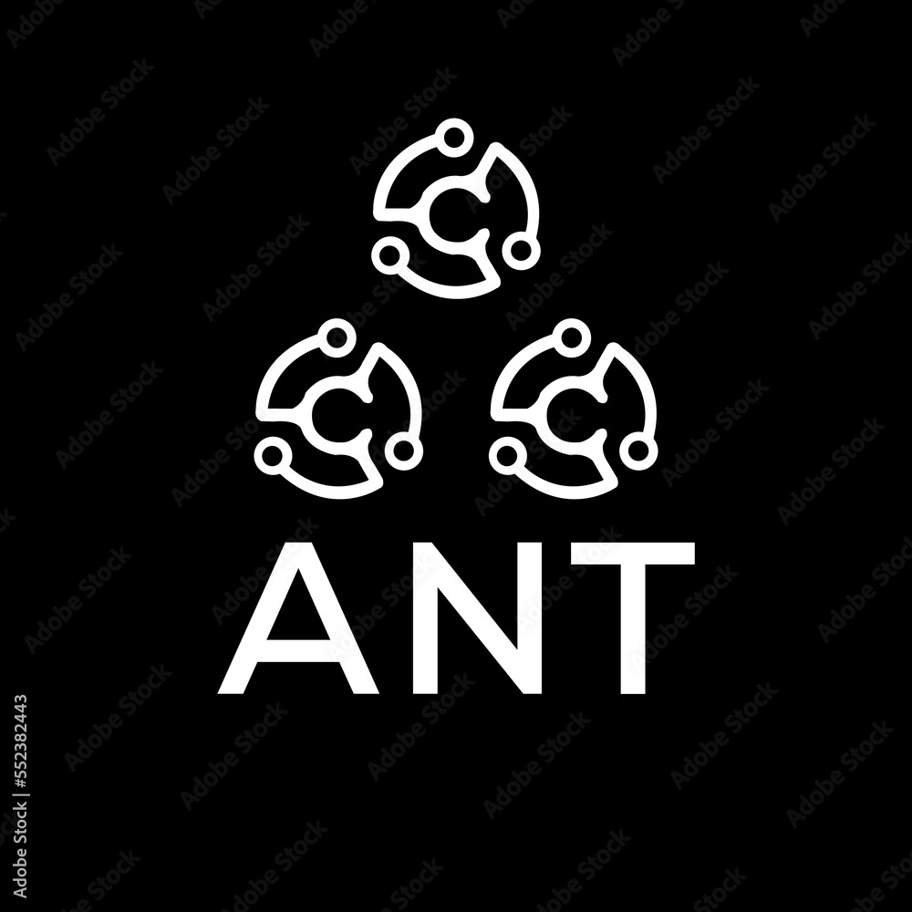 ANT letter logo. ANT best black background vector image. ANT Monogram ...
