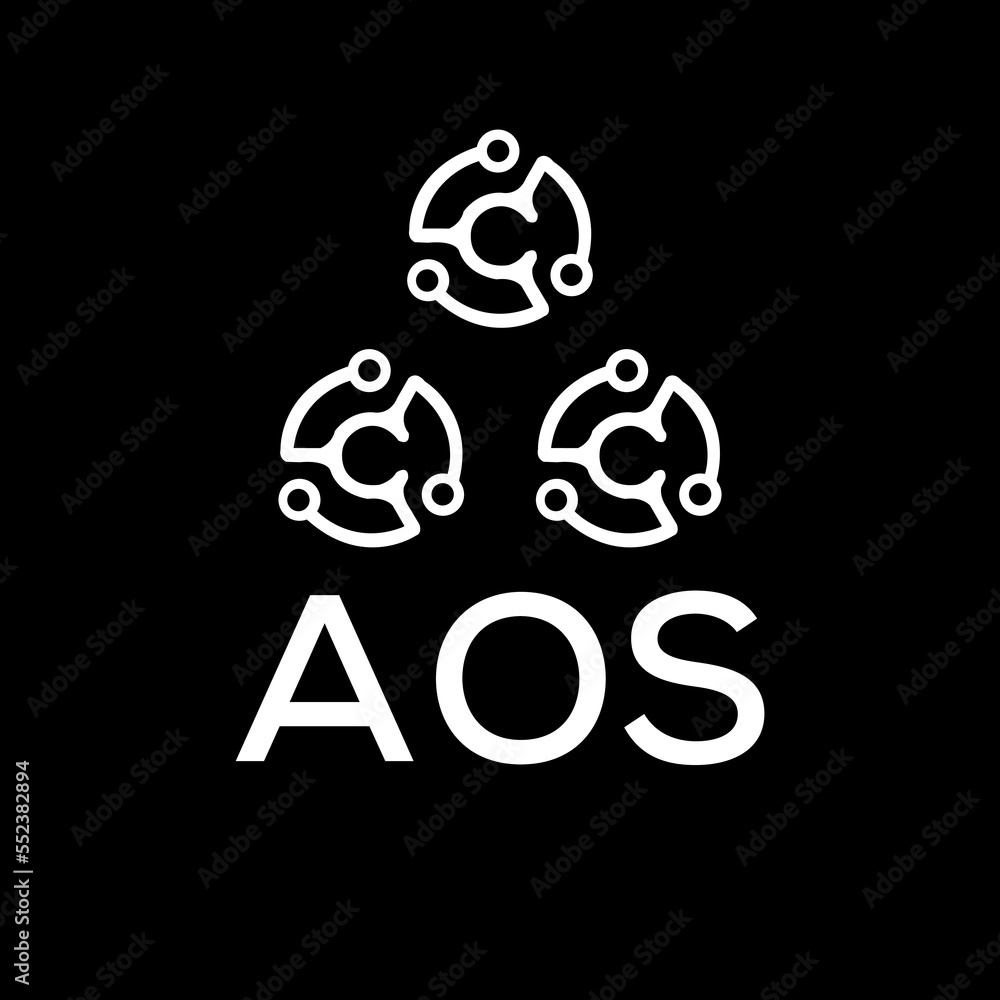 AOS letter logo. AOS best black background vector image. AOS Monogram ...