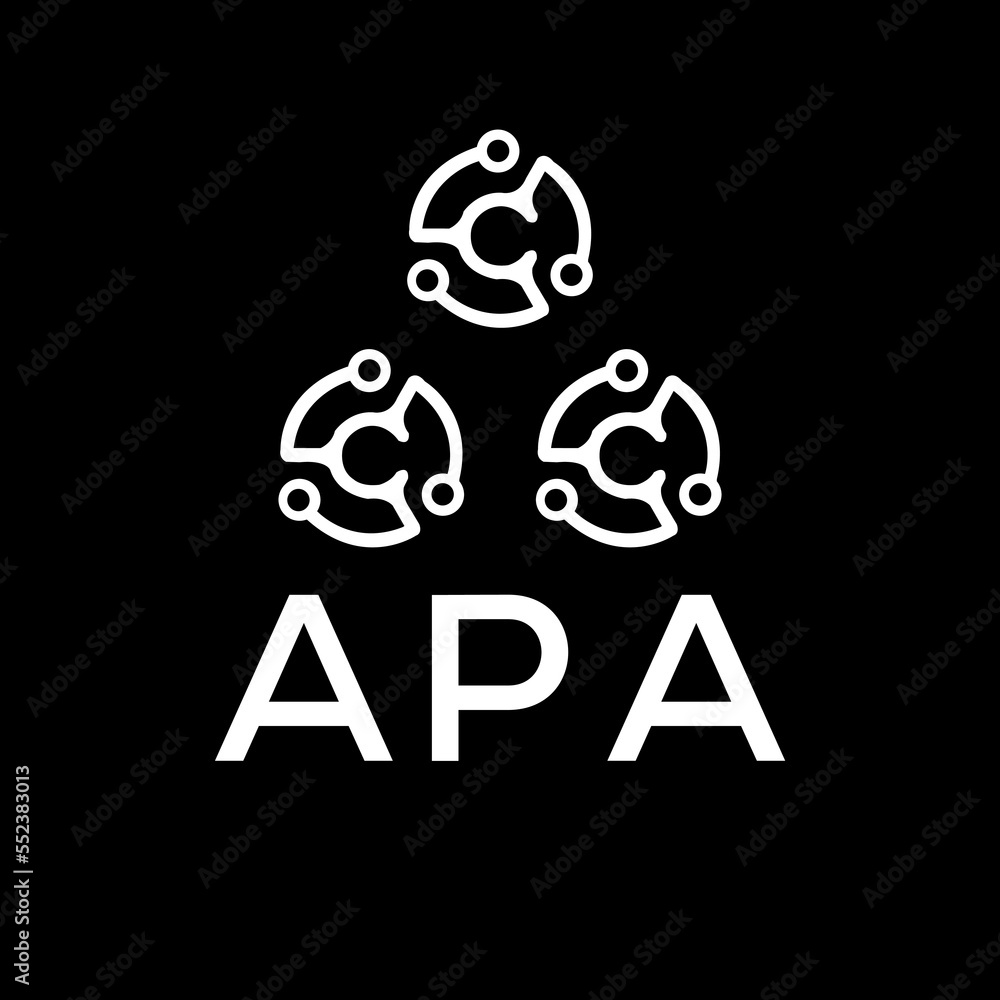 APA letter logo. APA best black background vector image. APA Monogram ...