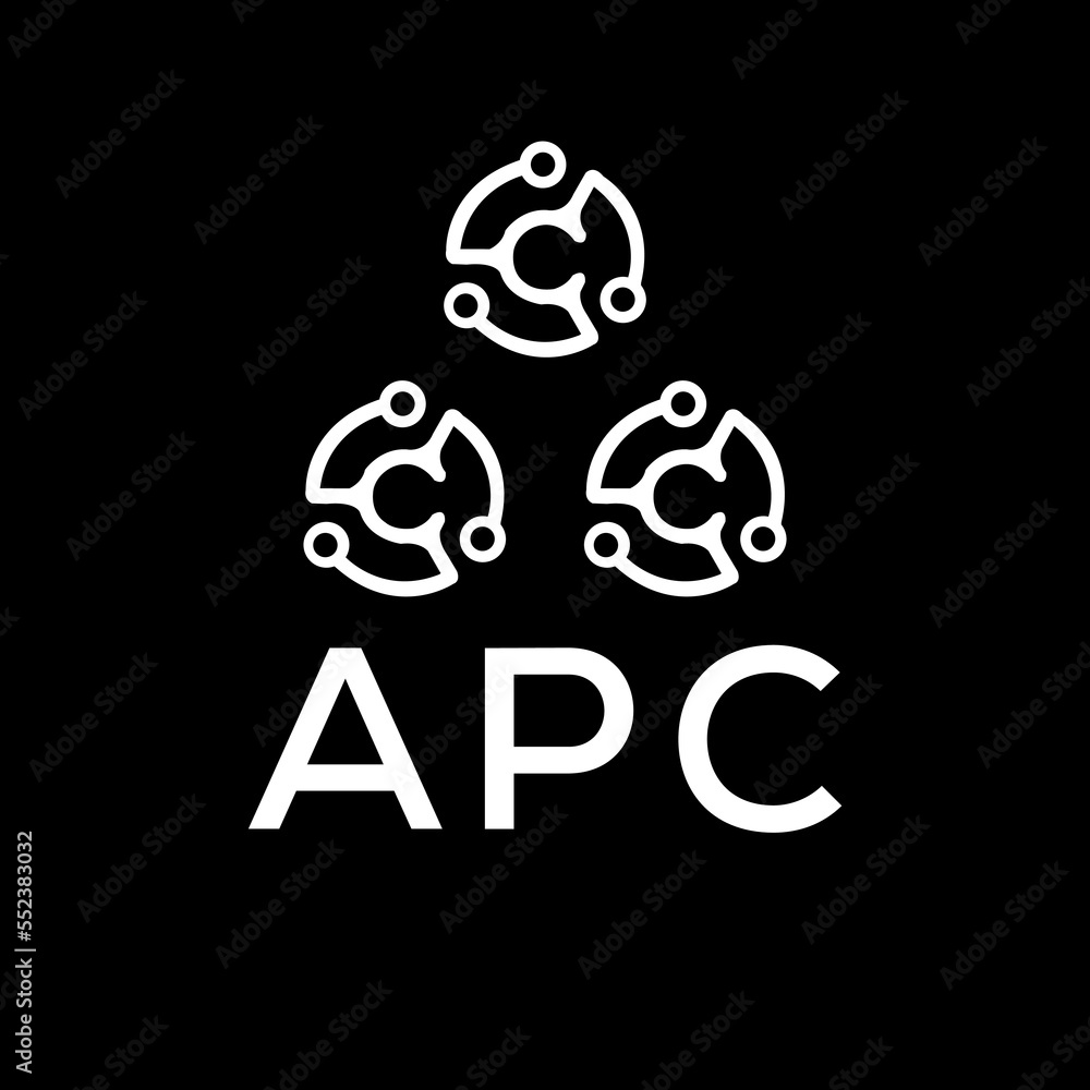 APC letter logo. APC best black background vector image. APC Monogram ...