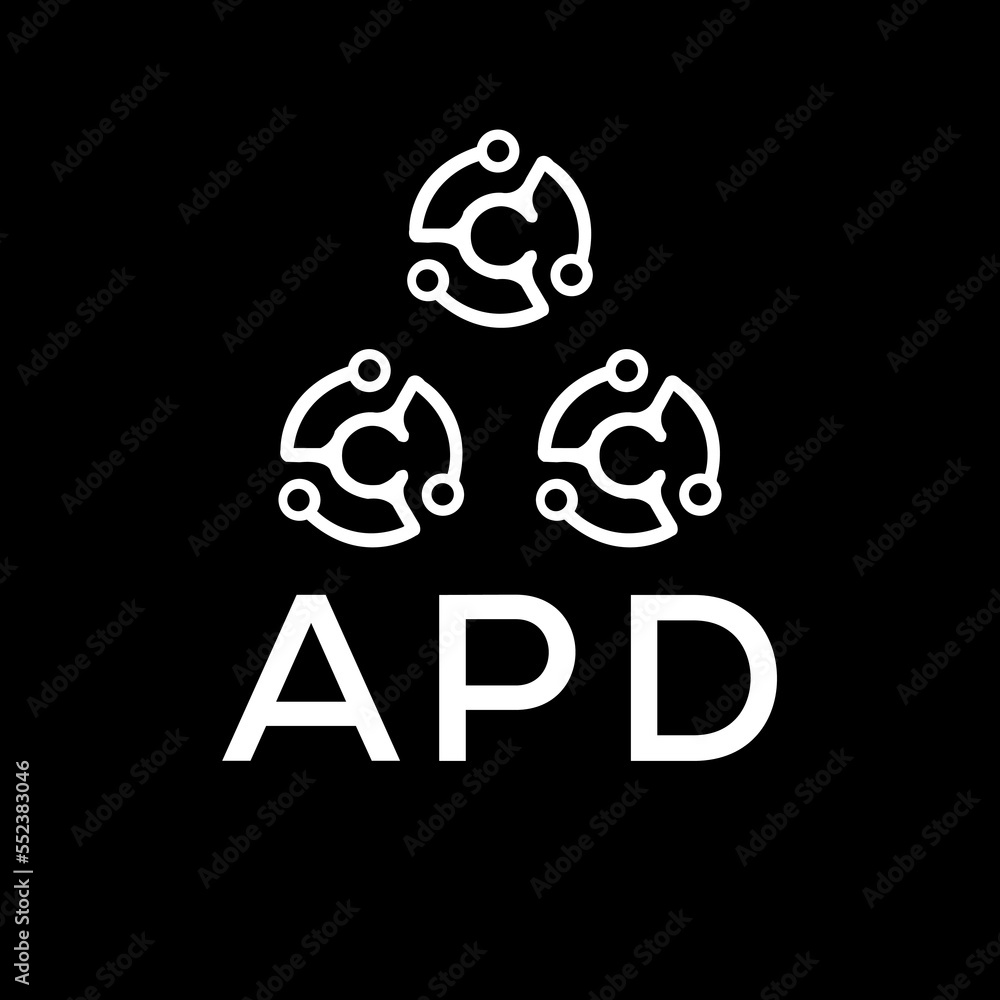 APD letter logo. APD best black background vector image. APD Monogram ...