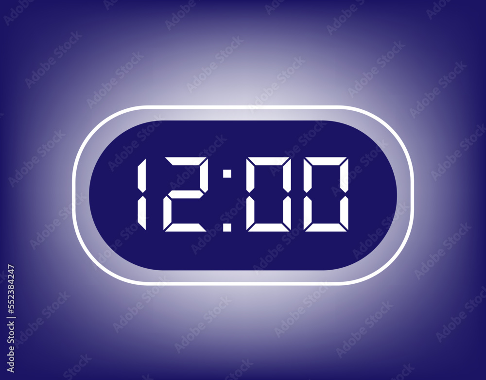 Vektorová grafika „12:00 Hours alarm design. Icon of alarm clock ...