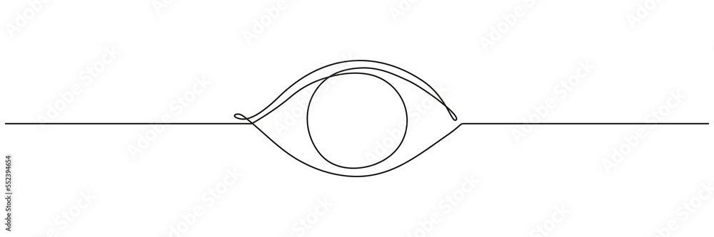 Eye continuous one line drawing. Hand drawn outline human eye. Vector ...