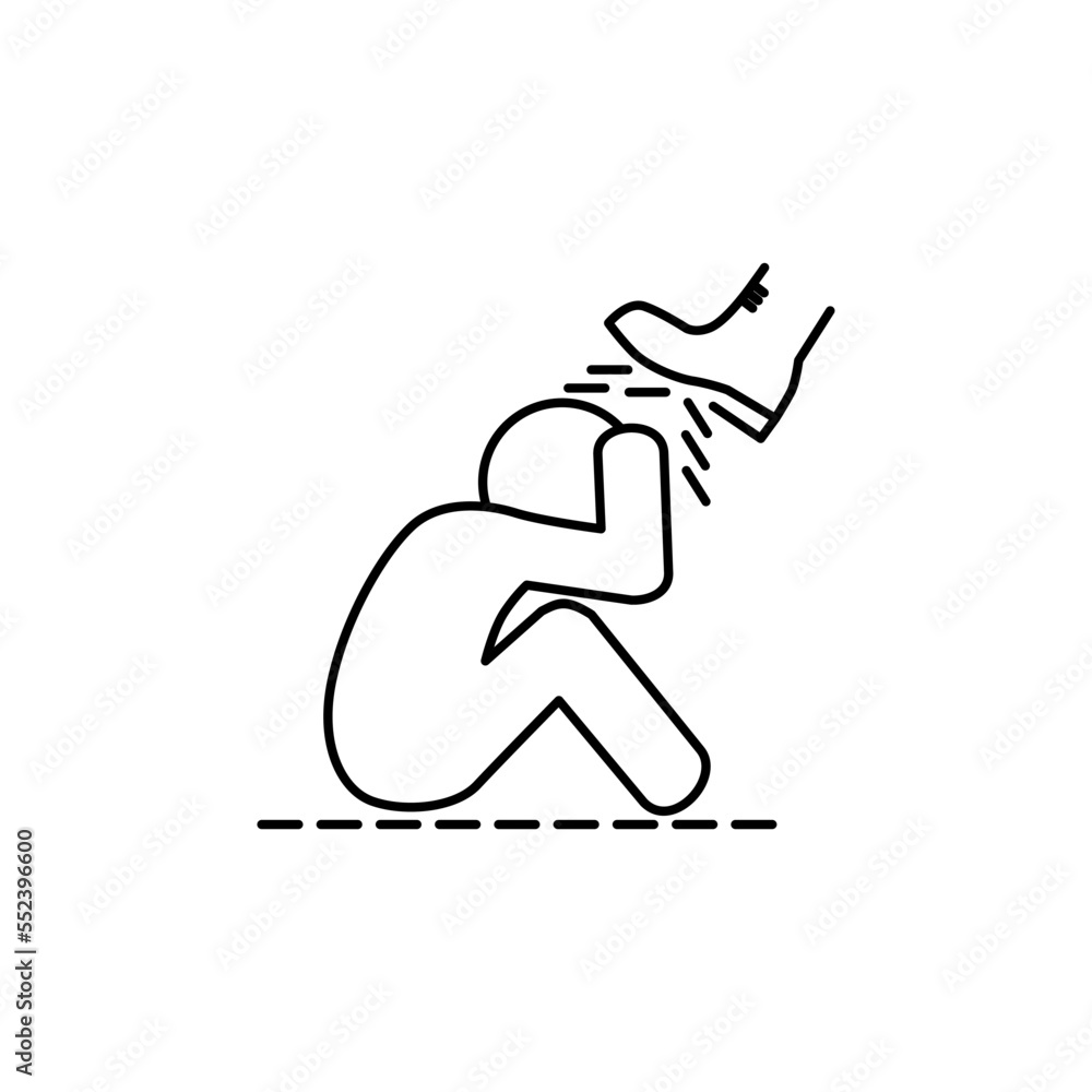 group bullying icon, bully persecution, harassment and hate attack ...