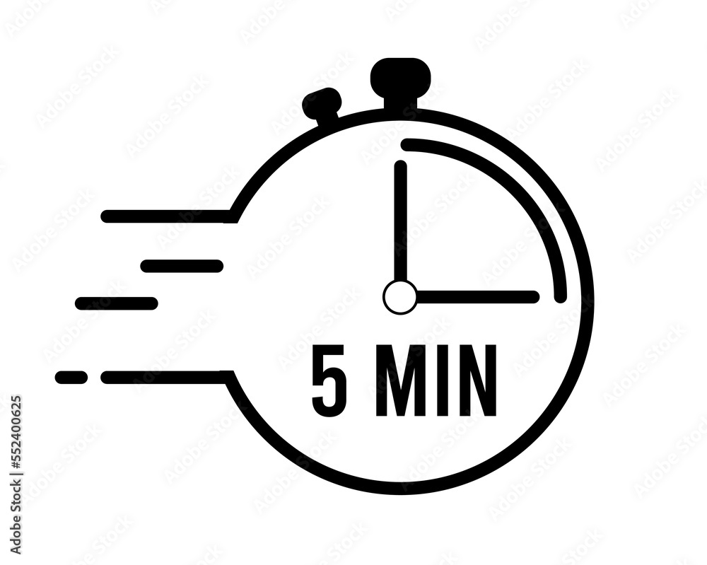 Vetor de 5 minutes clock alarm. Clock with pointer marking remaining ...