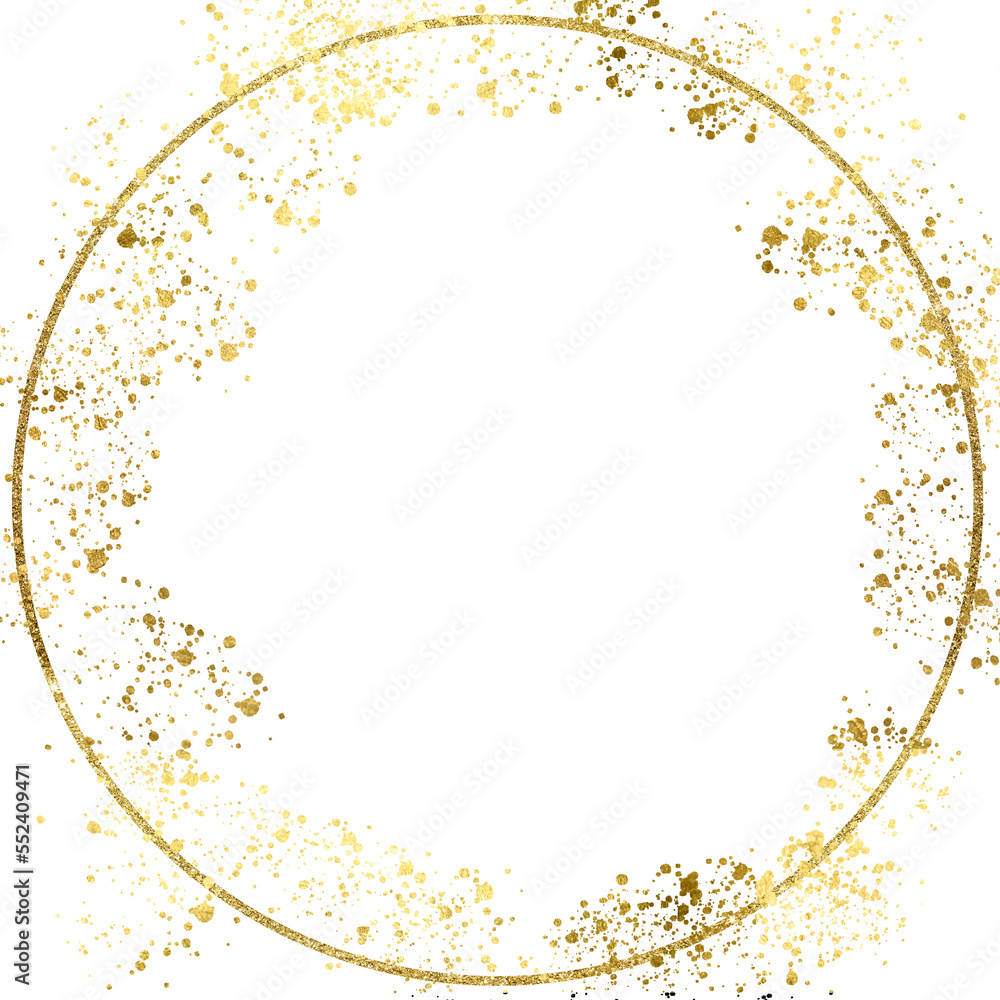 Gold Round Circle Frame. Gold Foil Frame ,gold splatter frames glitter ...