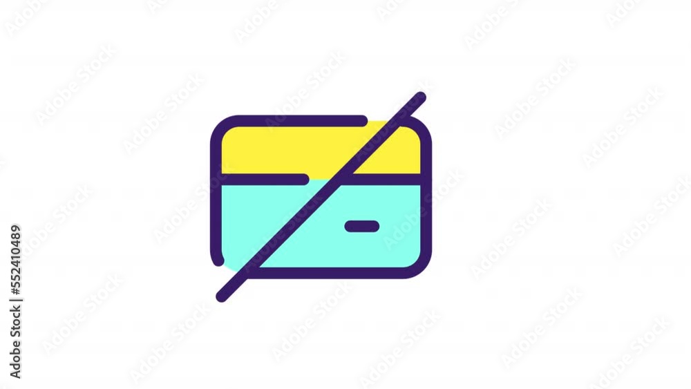 Animated decline card color ui icon. Deactivate credit card. Finance ...