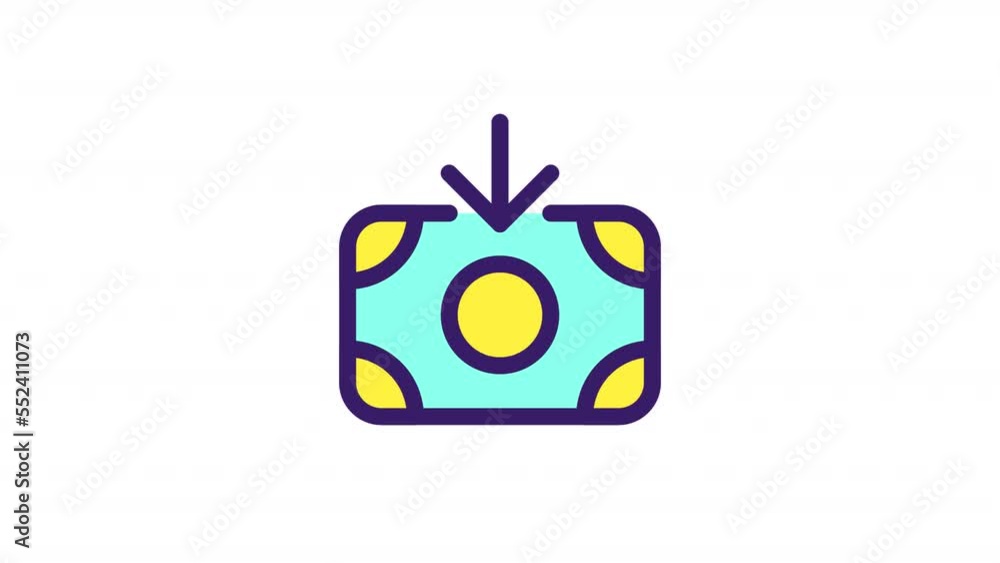Animated income color ui icon. Receive money. Pay in cash. Banking and ...