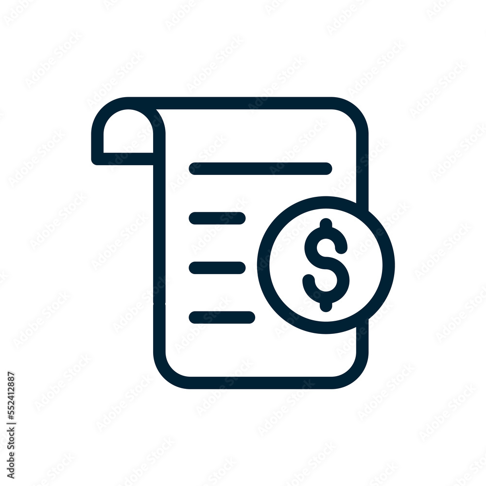 Invoice line icon. Payment and bill invoice. Order symbol concept. Tax ...