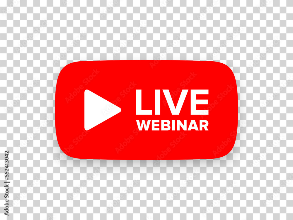 Live Webinar button. Virtual Event icon. Online Education, Live Stream ...