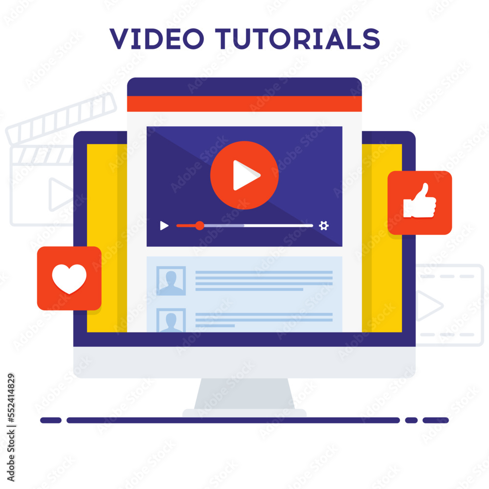Video tutorials icon concept. Online webinar icon design. Study and ...