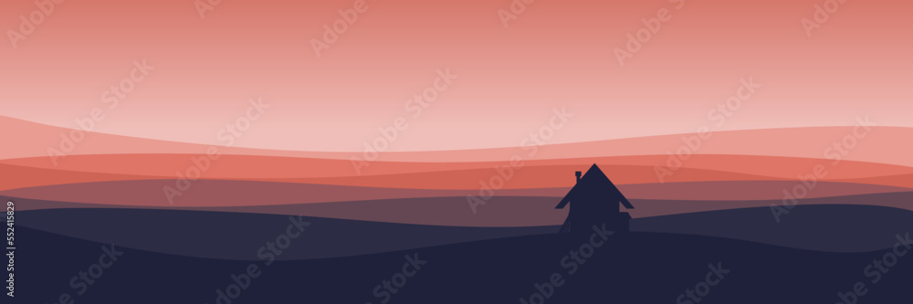sunrise silhouette flat design vector banner template good for web ...