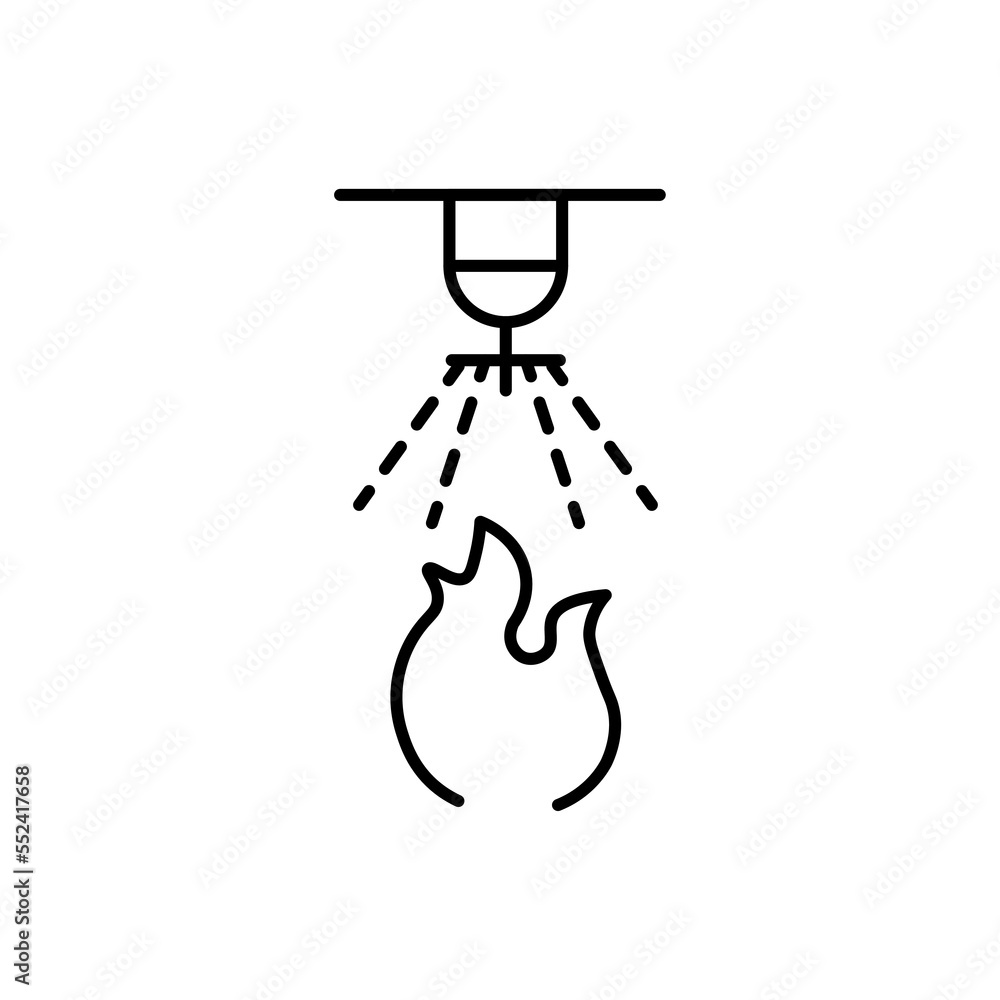 Fire sprinkler for extinguisher fire icon on white background. Water ...