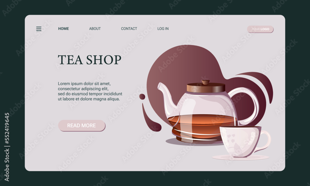 Tea shop web banner template, website, landing page and mobile app ...