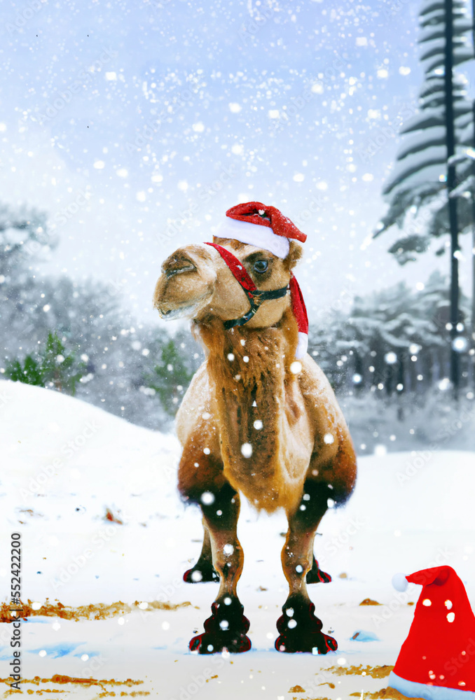 Camel With Santa Hat