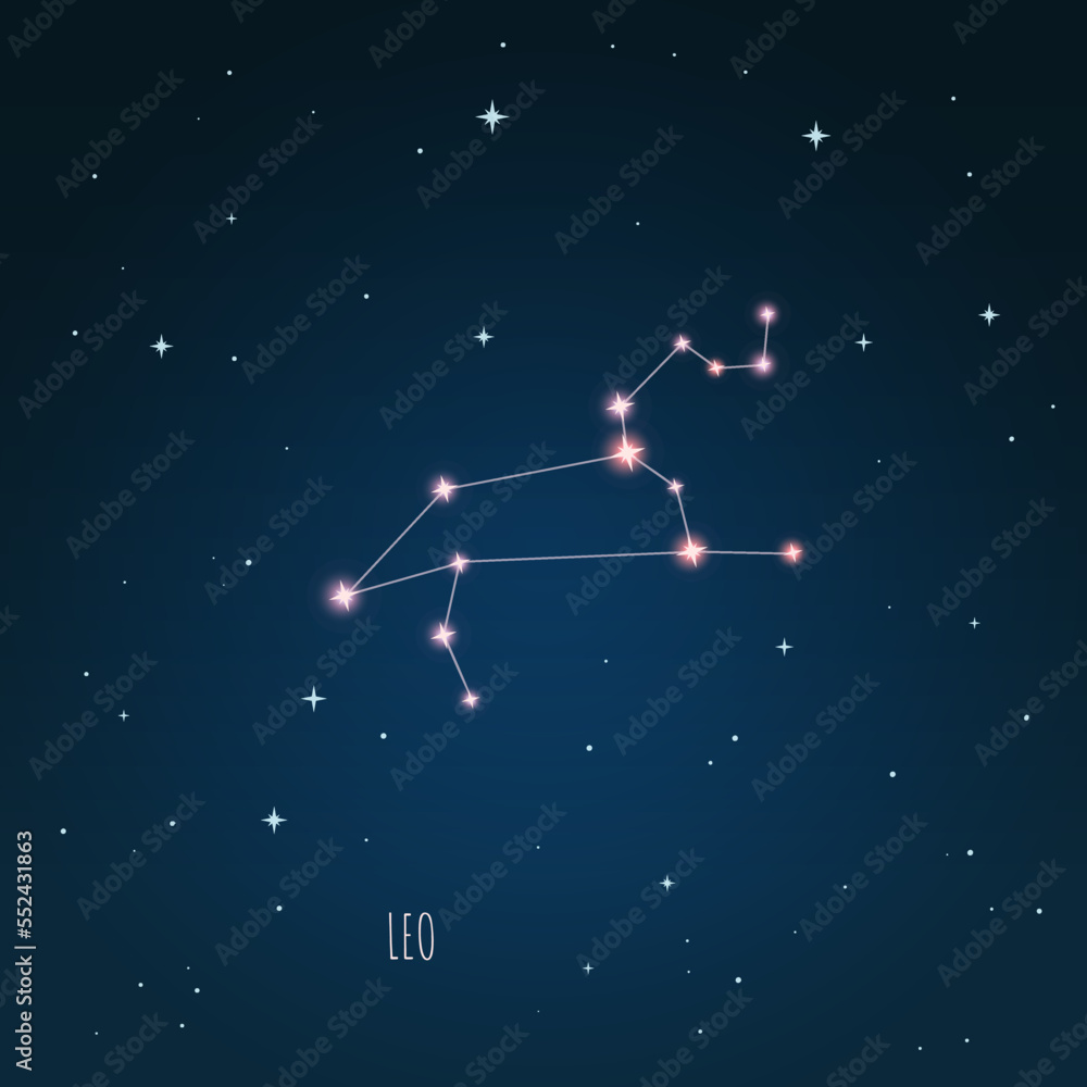 Constellation Leo zodiac sign in starry sky. Open space. Vector ...