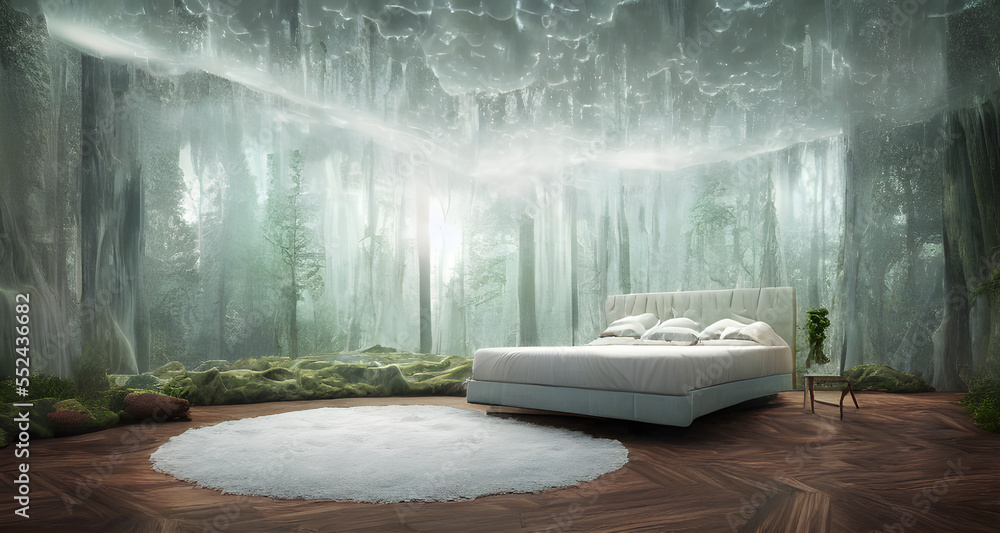 Ai Digital Illustration Futuristic Surreal Room With Immersive View ...