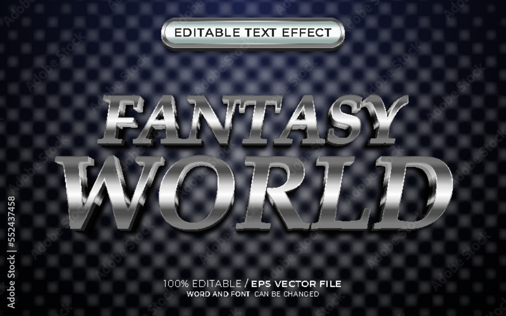 Editable Text Effect Fantasy World, 3D Metallic and Shiny Font Style ...