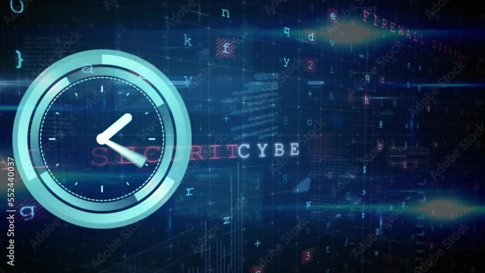 Animation of periodic motion of digital clock, lens flare, number ...