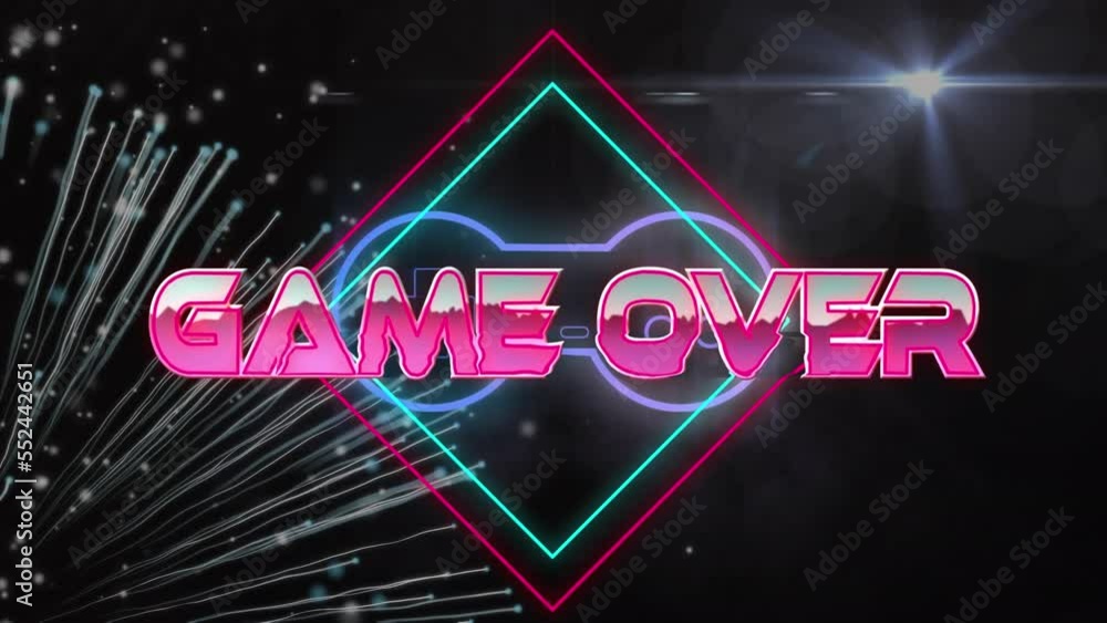 Animation of game over text over video game controller icon against ...