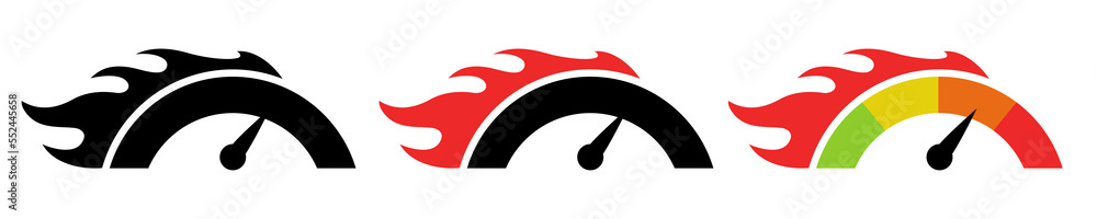 Speed icon. Car speed indicator icons isolated on white background ...