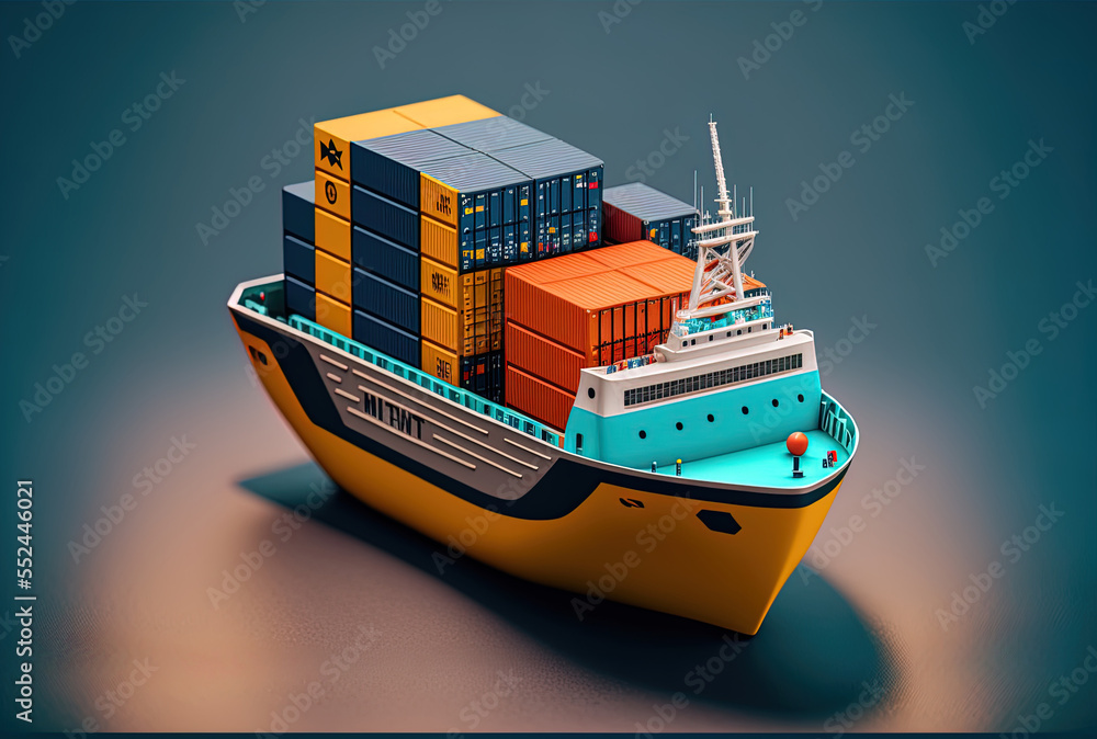 Technology business industrial, container on computer laptop notebook ...